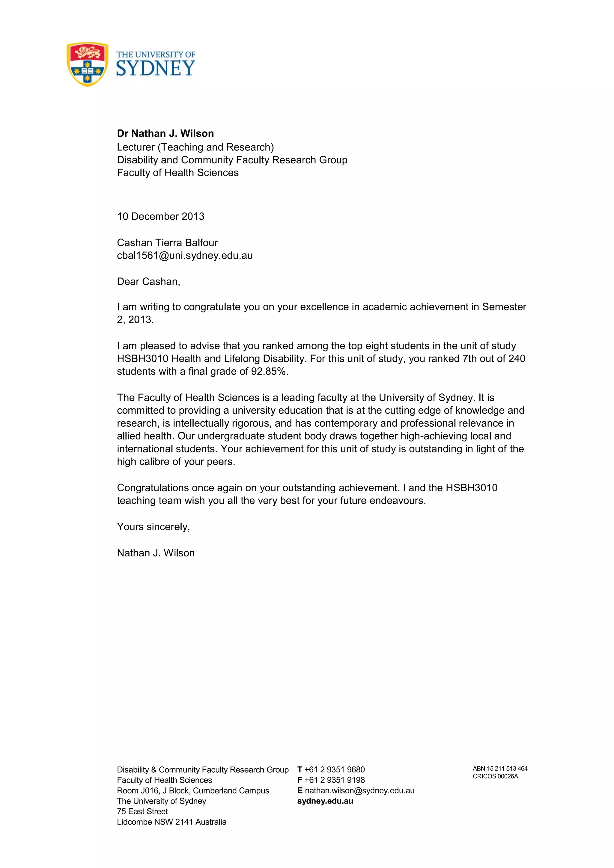 Letter from Nathan | PDF