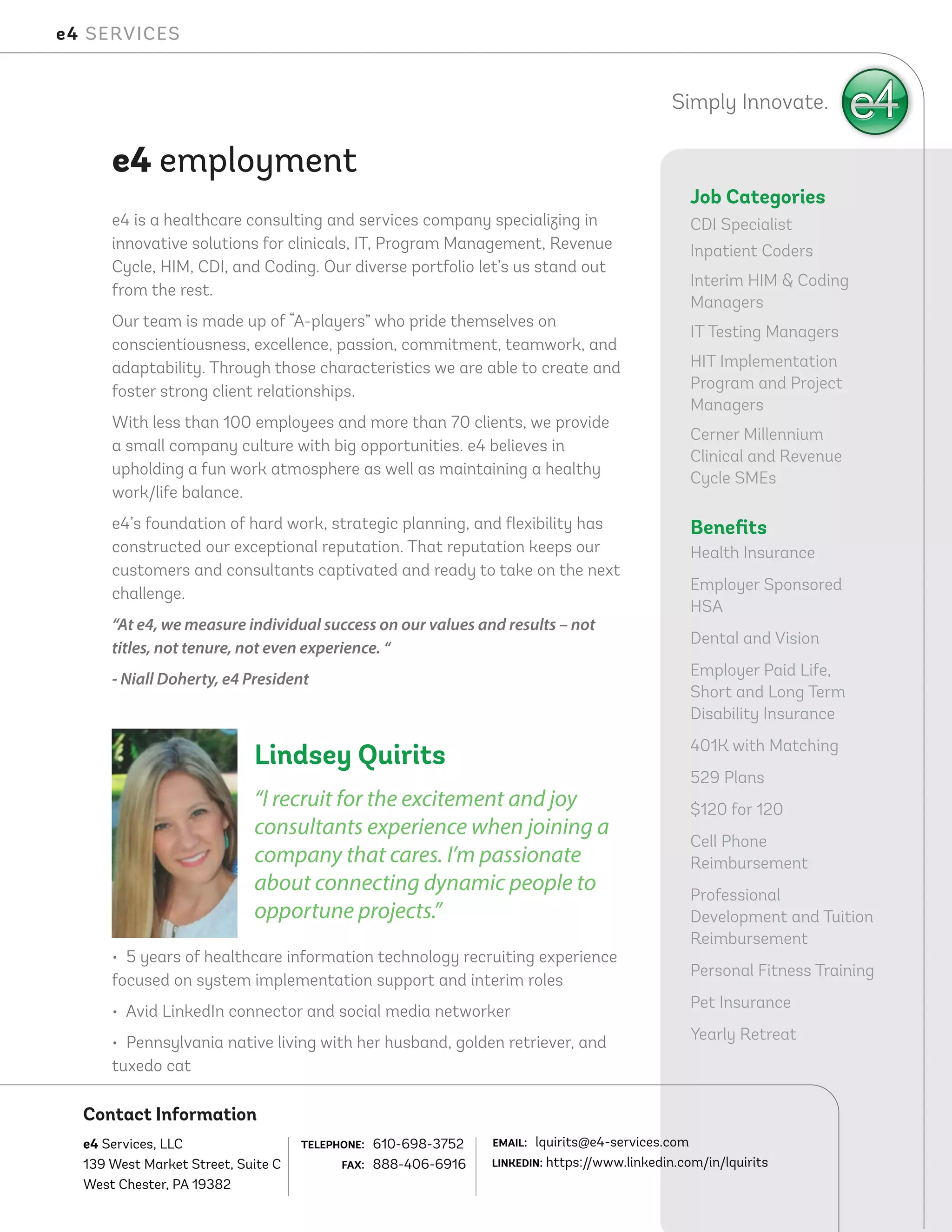 e4 Employment Tearsheet | PDF