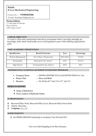 CV SATISH KUNDU | DOC