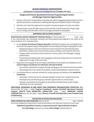 SUSAN KRONISH GROTENSTEIN Resume | PDF