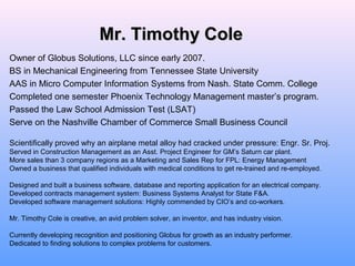 Capability Statement Globus Solutions | PPT