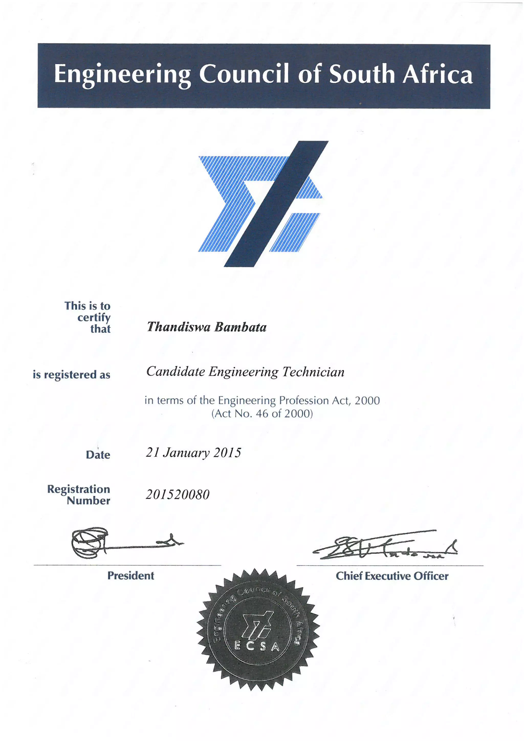ECSA candidate certificate | PDF
