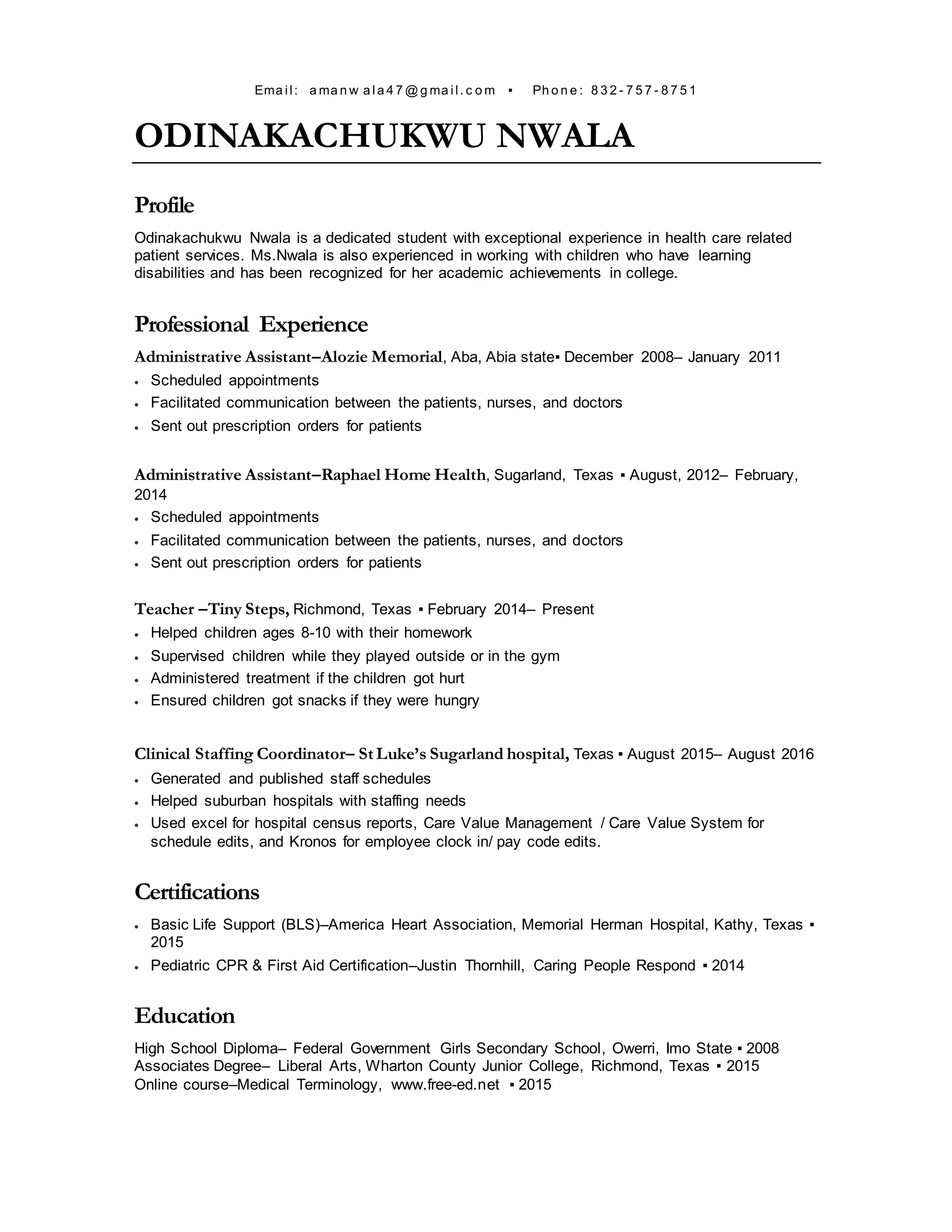 odii's resume | PDF