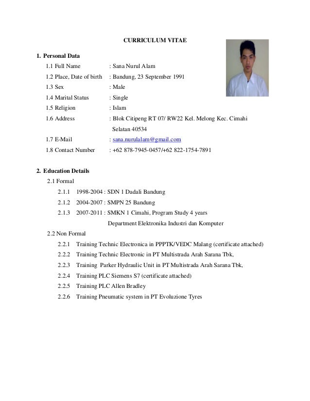 Curriculum Vitae Engineer