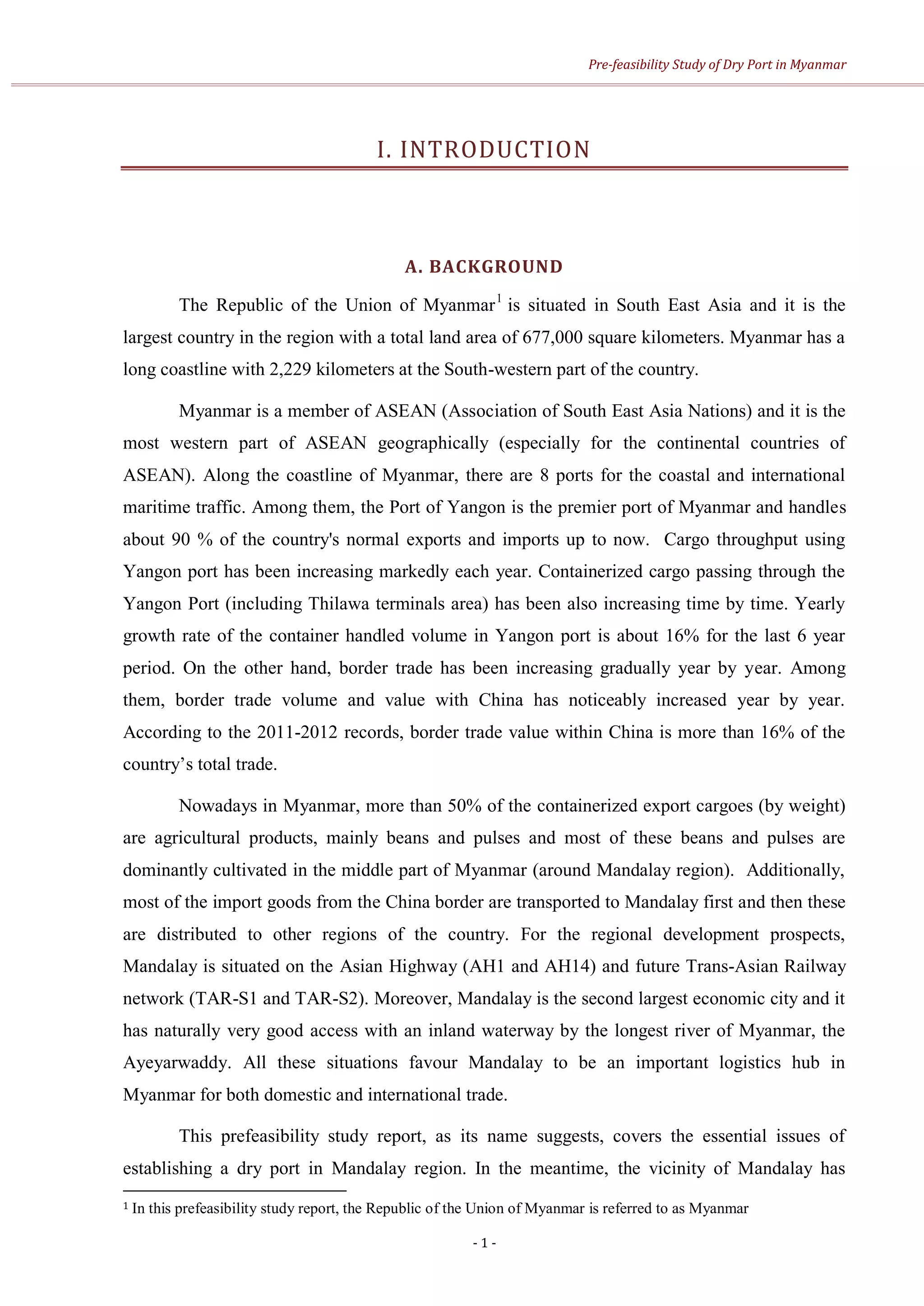 Dry Port Research in Myanmar 01 | PDF