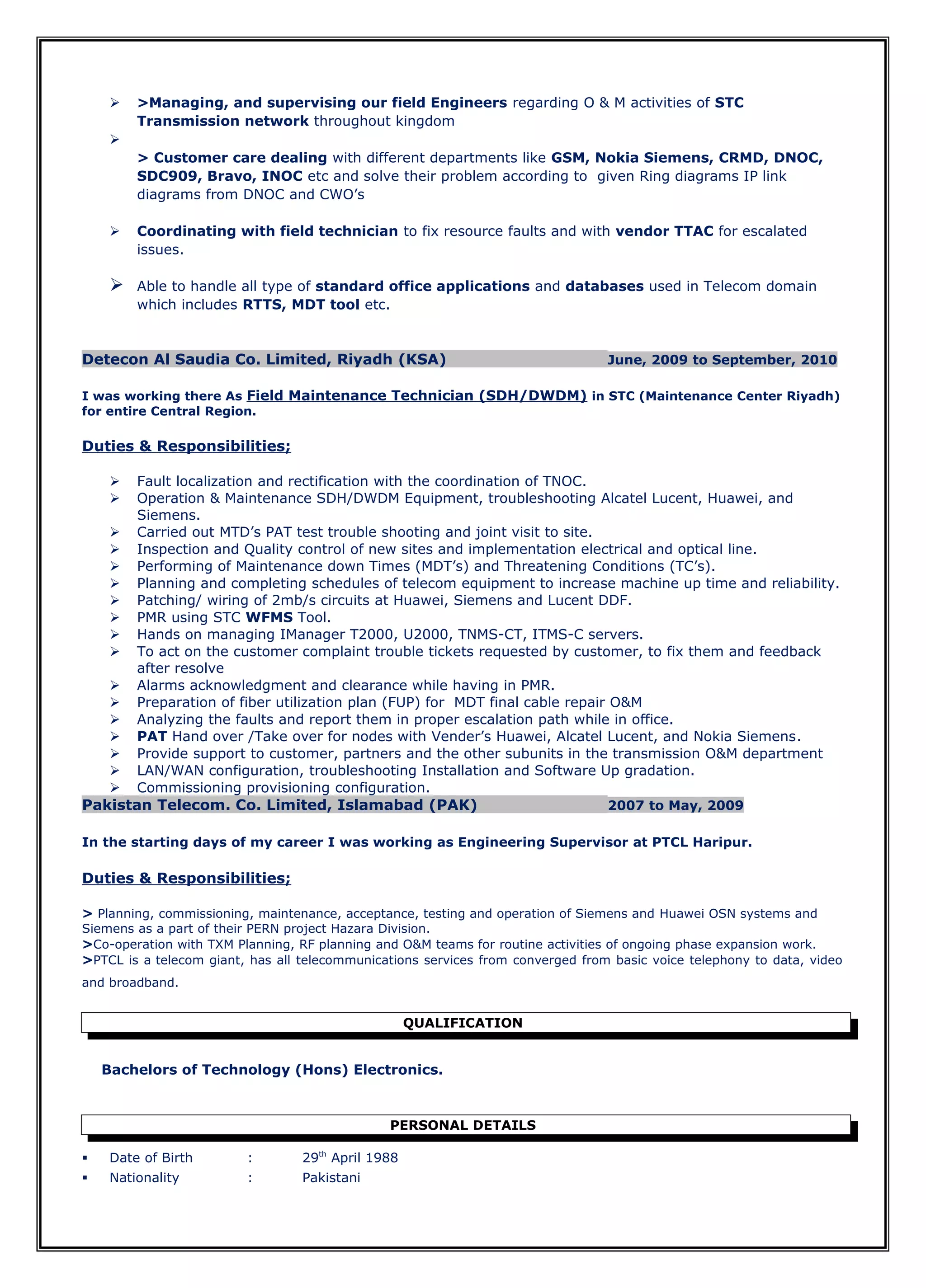 Muhammad_Bilal_cv | DOC | Computer Networking | Computing