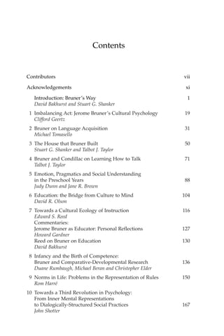 Jerome Bruner Language Culture And Self 1st David Bakhurst Ed | PDF