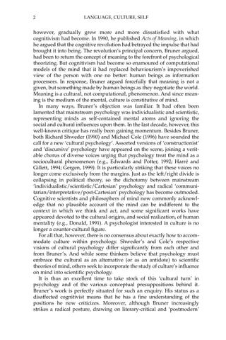 Jerome Bruner Language Culture And Self 1st David Bakhurst Ed | PDF