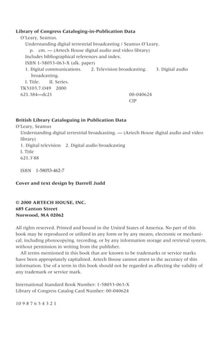 Understanding Digital Terrestrial Broadcasting Seamus Oleary | PDF