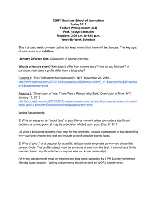 Feature Writing Syllabus-Bernstein | PDF
