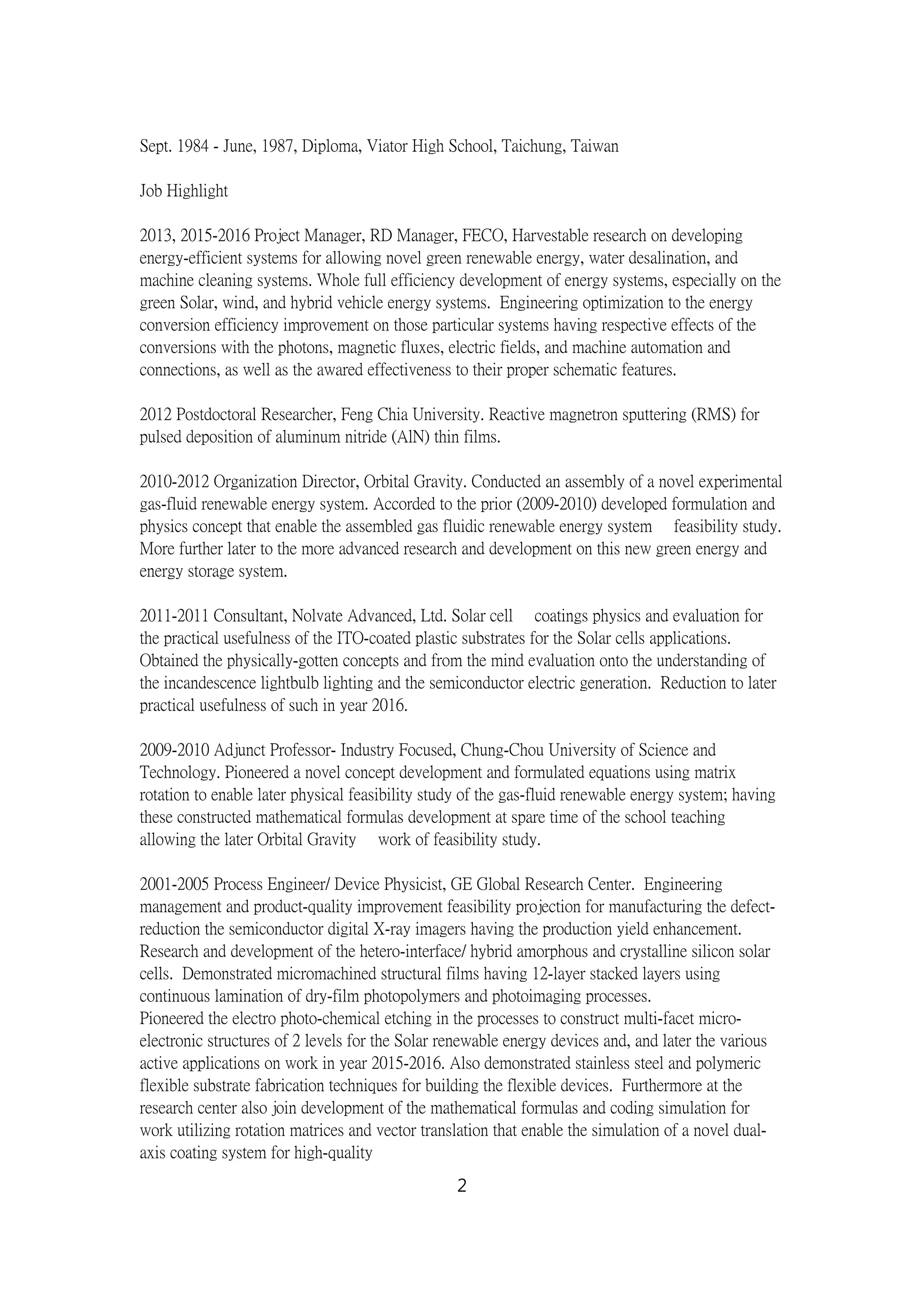 Jiunn-Ru Huang Resume 70 short | PDF