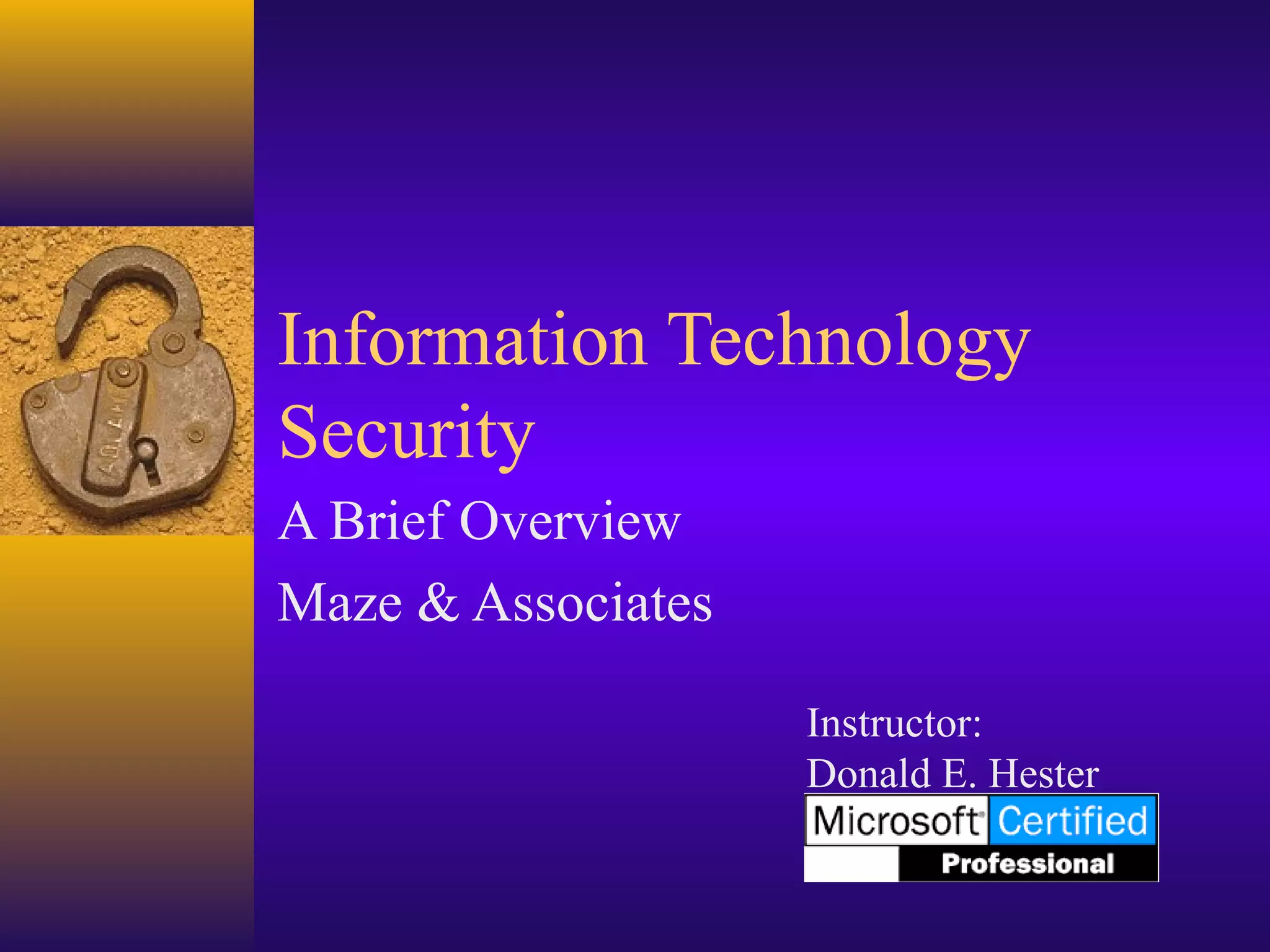 Information Technology Security A Brief Overview 2001 | PPT
