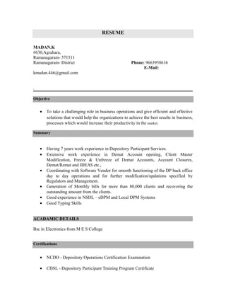 Madan Resume | DOC