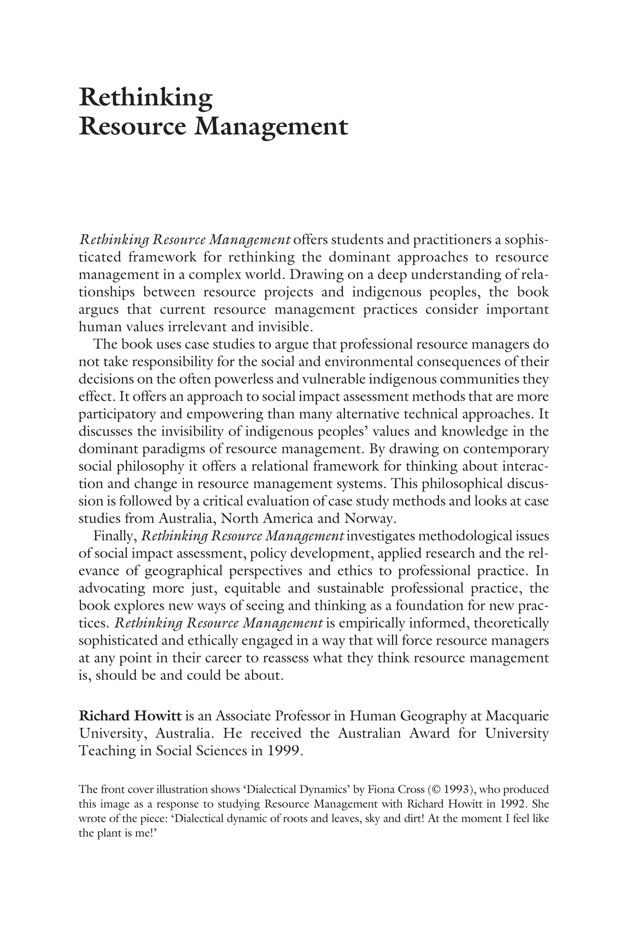 Rethinking Resource Management Justice Sustainability And Indigenous ...