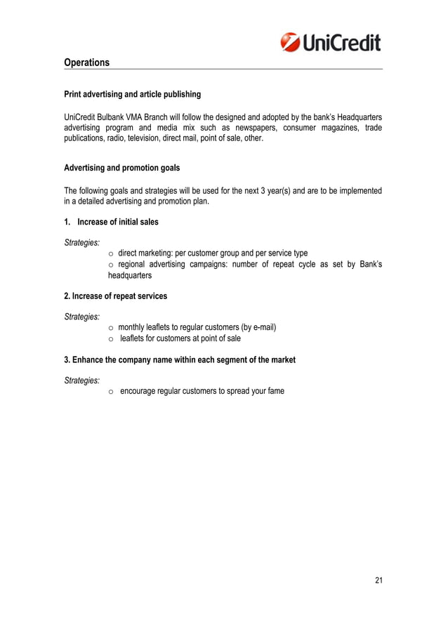 UniCredit Bulbank VMA branch Development Strategy, Kristina Prodanova | PDF