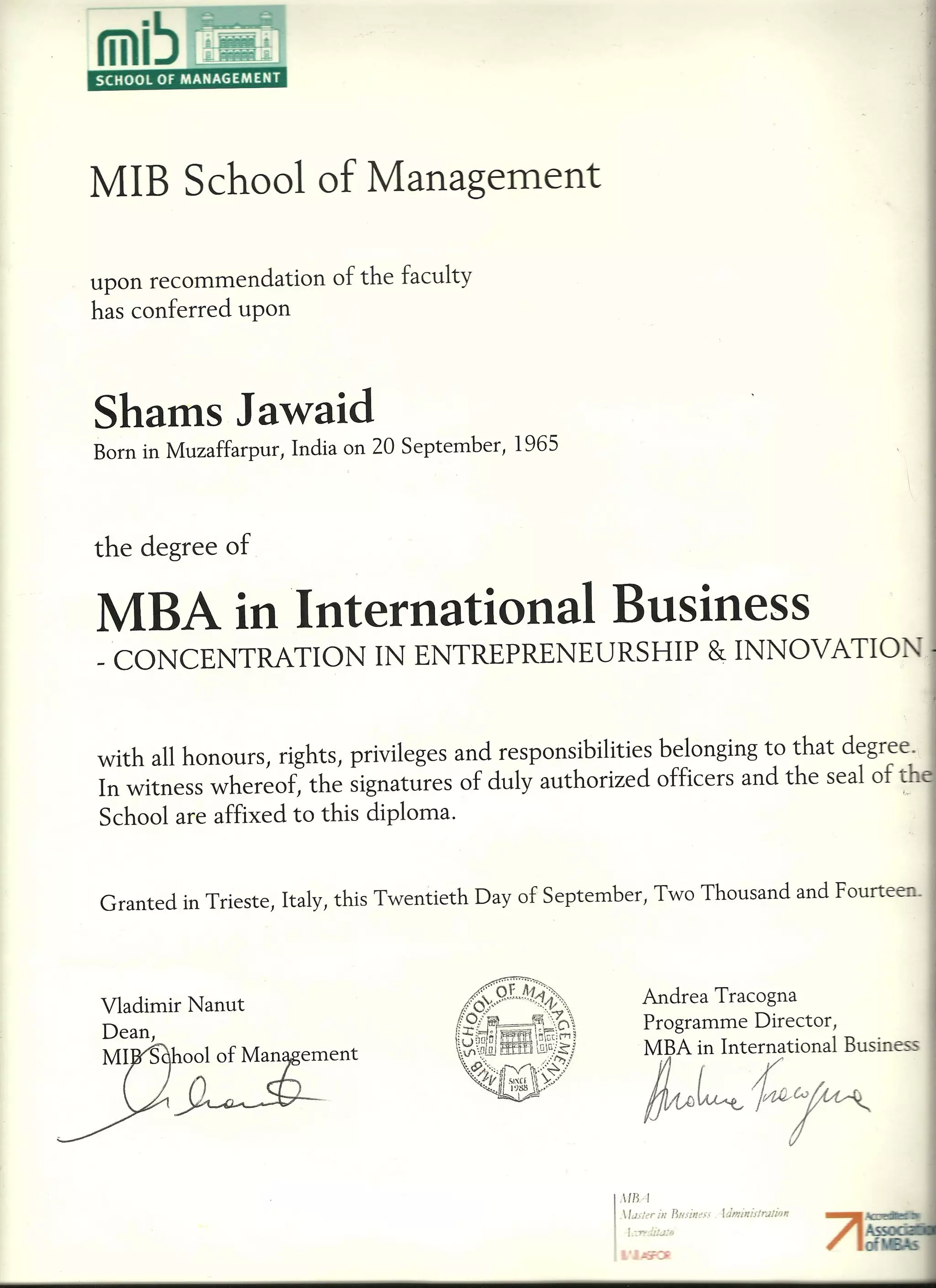 MIB _MBA Certificate | PDF