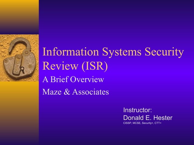 Information Systems Security Review (ISR) 2003 | PPT