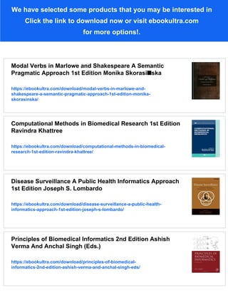 Methods in Biomedical Informatics A Pragmatic Approach 1st Edition Neil ...