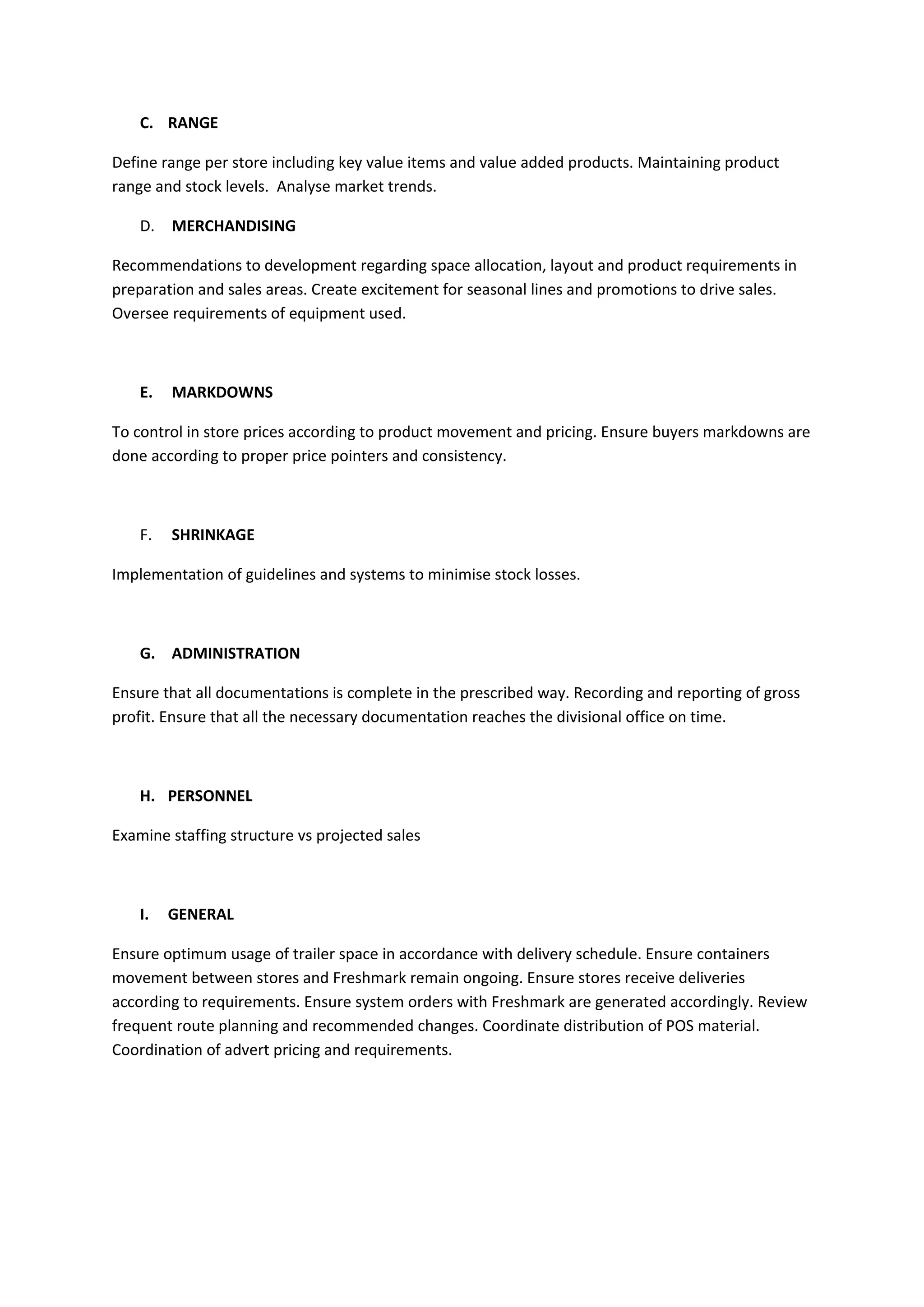 Employment Outline Freshmark | DOC