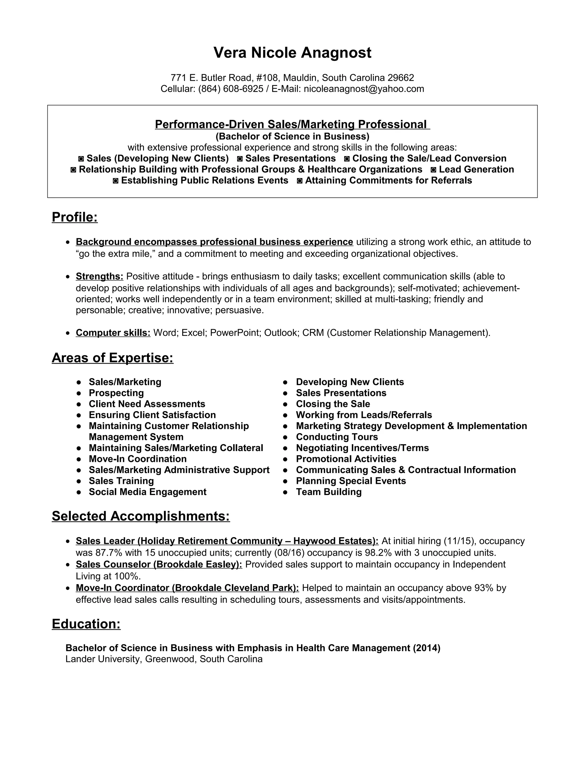 Vera Nicole Anagnost Resume | DOC