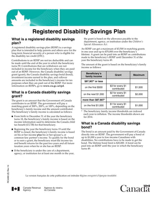 RDSP | PDF | Government Support and Welfare | Financial Assistance