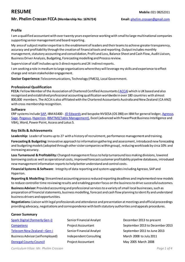 PHELIM CROSSAN - CURRICULUM VITAE | DOCX | Computer Software and ...