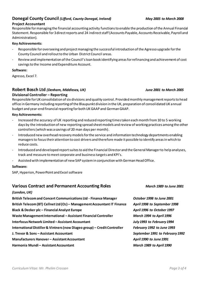 PHELIM CROSSAN - CURRICULUM VITAE | DOCX | Computer Software and ...