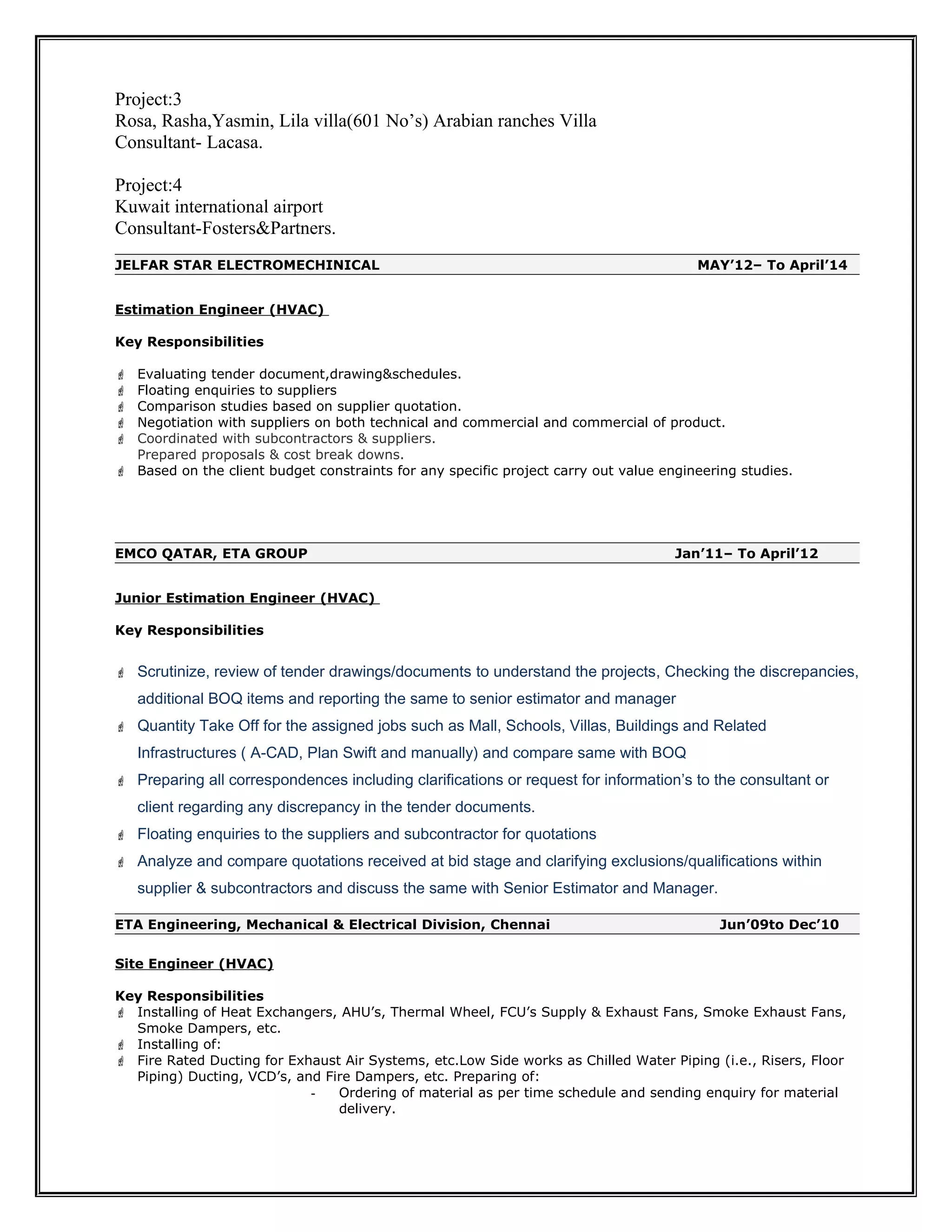 HVAC Estimation engineer | DOC