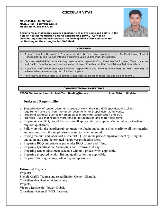 HVAC Estimation engineer | DOC