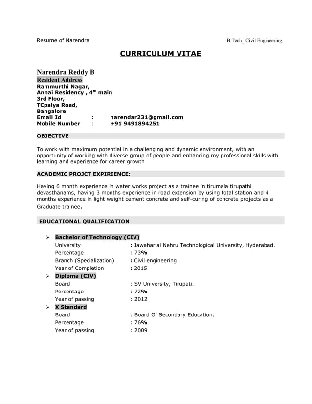 Narendra Resume | DOC