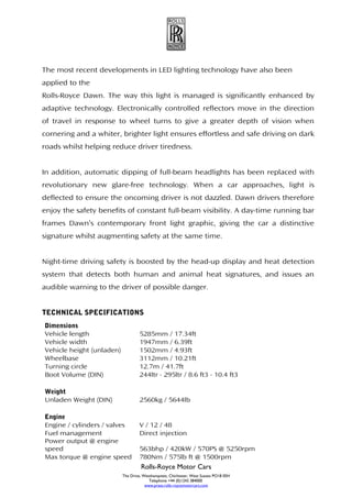 Rolls Royce Dawn - Press Release | DOC