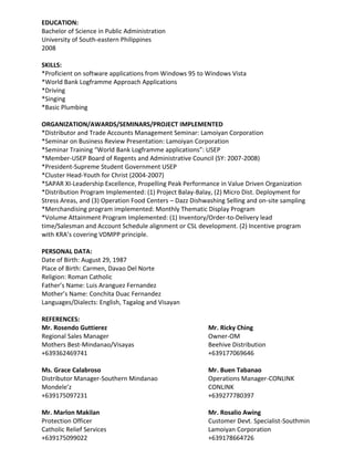 Randy D. Fernandez (CV) | PDF