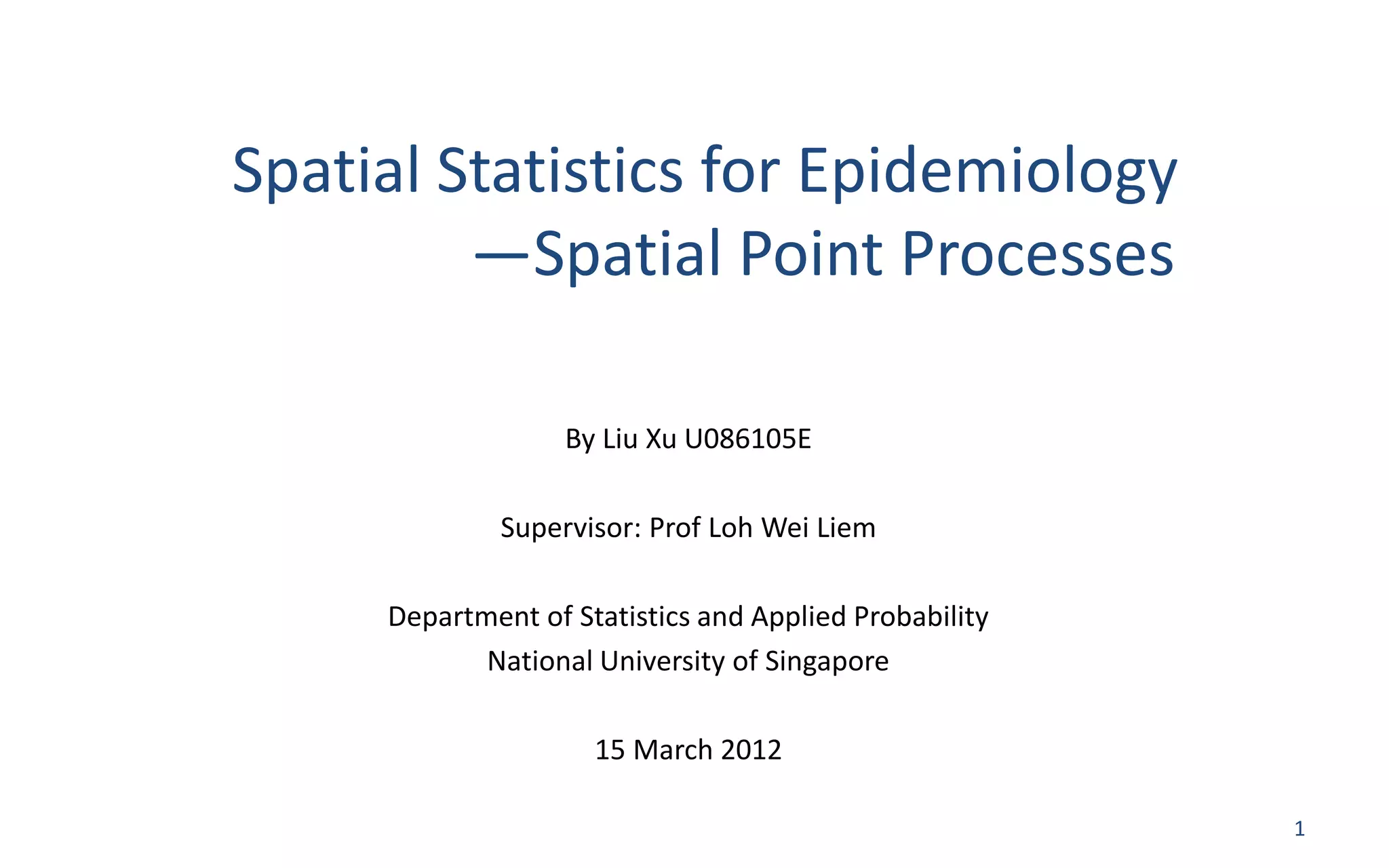 Spatial Point Processes and Their Applications in Epidemiology | PDF