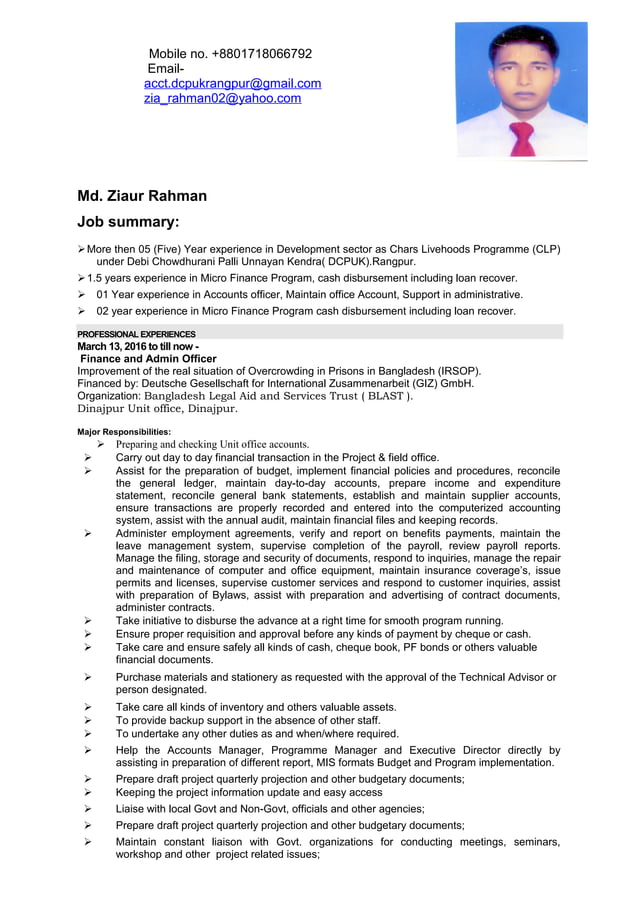 CV of Md. Ziaur Rahman.... | DOC