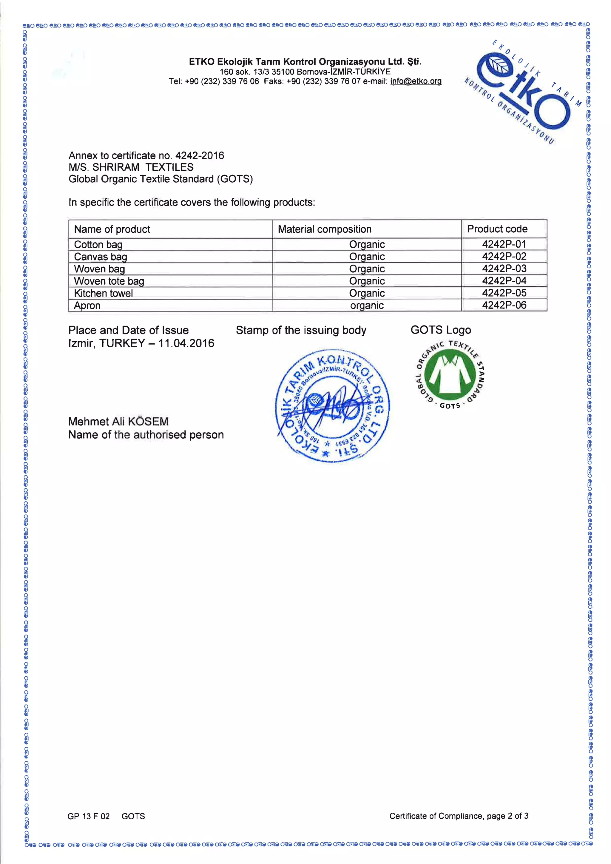 GOTS CERTIFICATE | PDF
