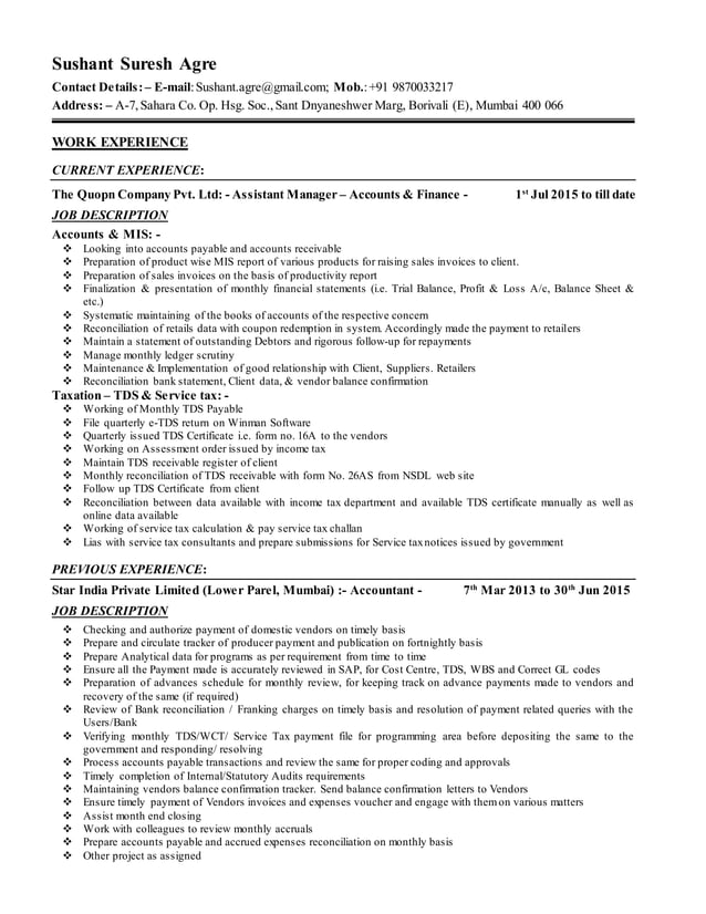 CV - Sushant Agre | PDF