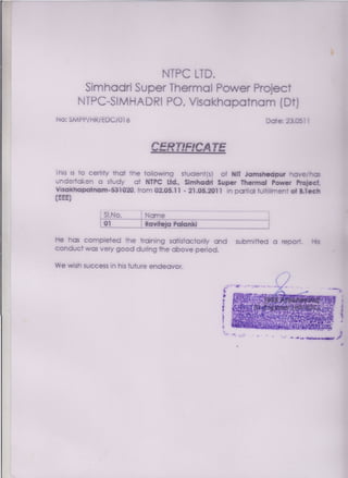 NTPC internship | PDF