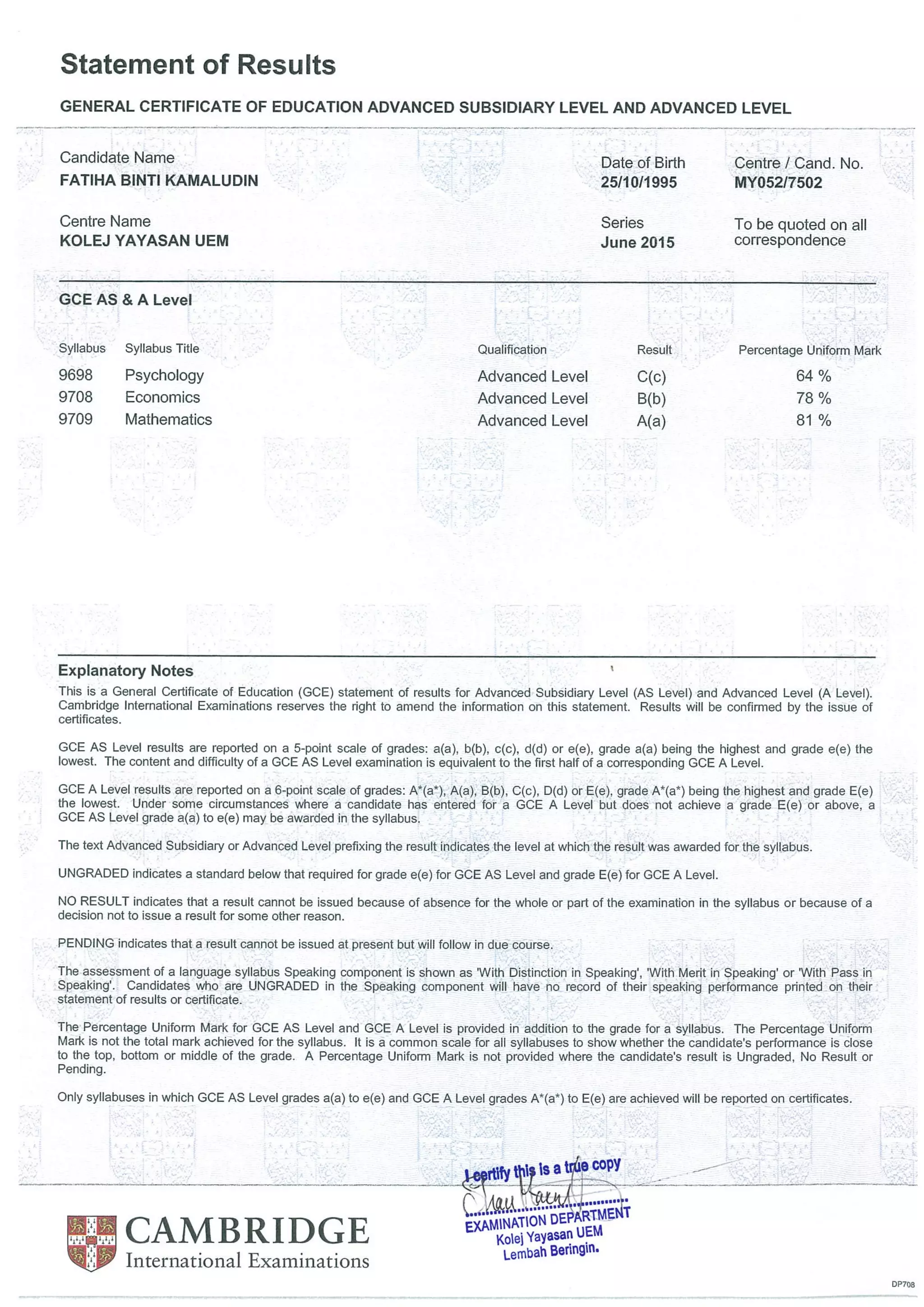 Statement of Results | PDF