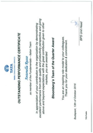 Outstanding Performance Certificate | PDF