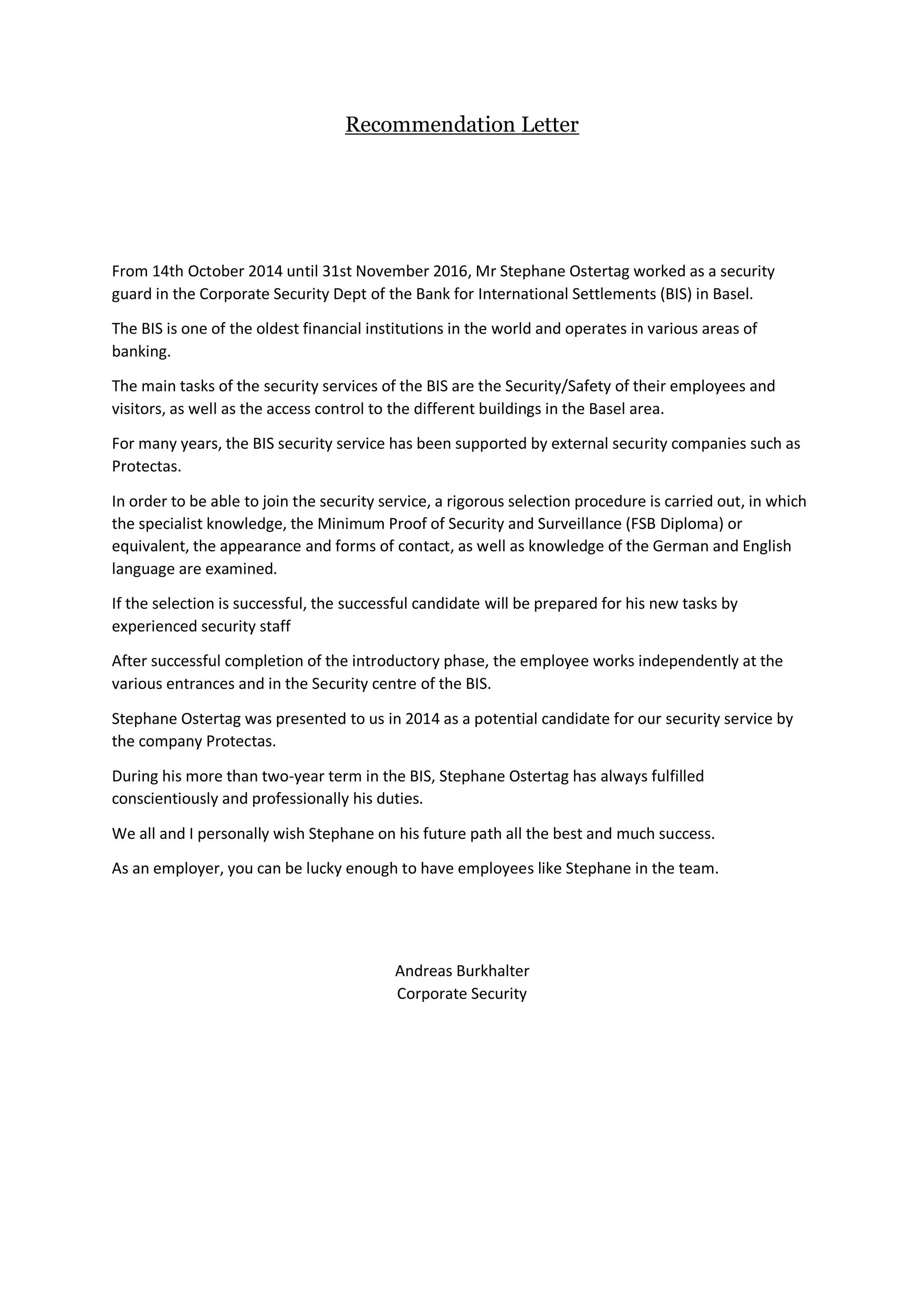 Recommendation Letter BIS | PDF