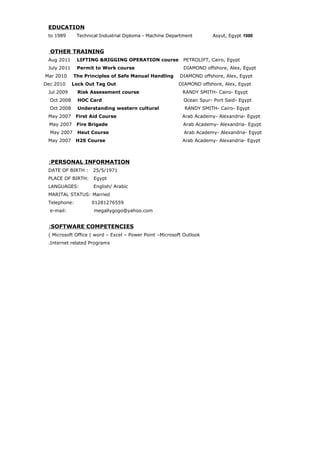 Megally Rig Mechanic CV new 2015 | DOC