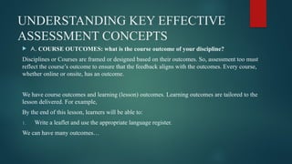DESIGNING EFFECTIVE ASSESSMENT.......... | PPT