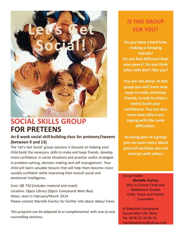 Flyer social skills preteen Marielle Evertsz | PDF
