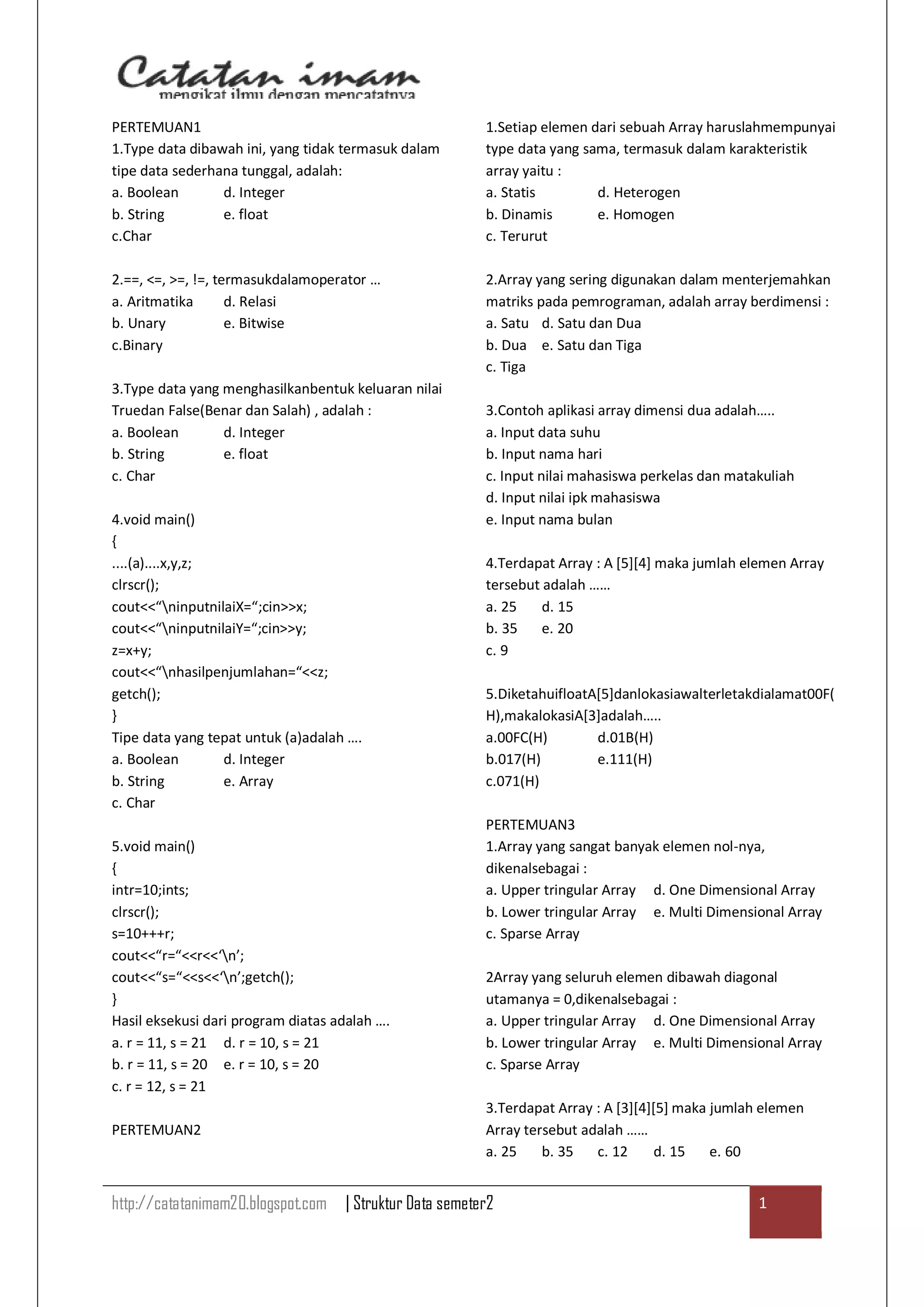 90963869 latihan-soal-struktur-data-semester2 | PDF