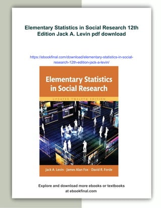 Elementary Statistics in Social Research 12th Edition Jack A. Levin | PDF