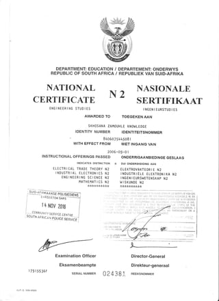 N2 Electrical Engineering Certificate | PDF