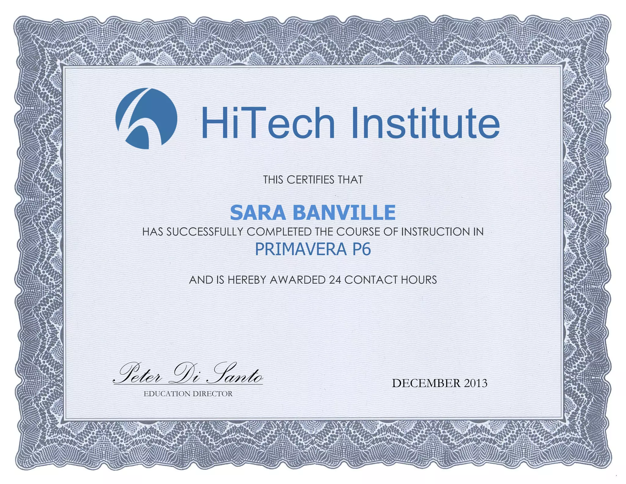 Primavera certificate Sara Banville | PDF