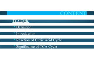 TCA cycle also known as the Krebs cycle. | PPT