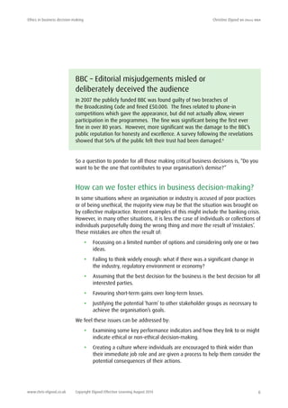 Ethics in business decision-making August 2014 | PDF | Business ...