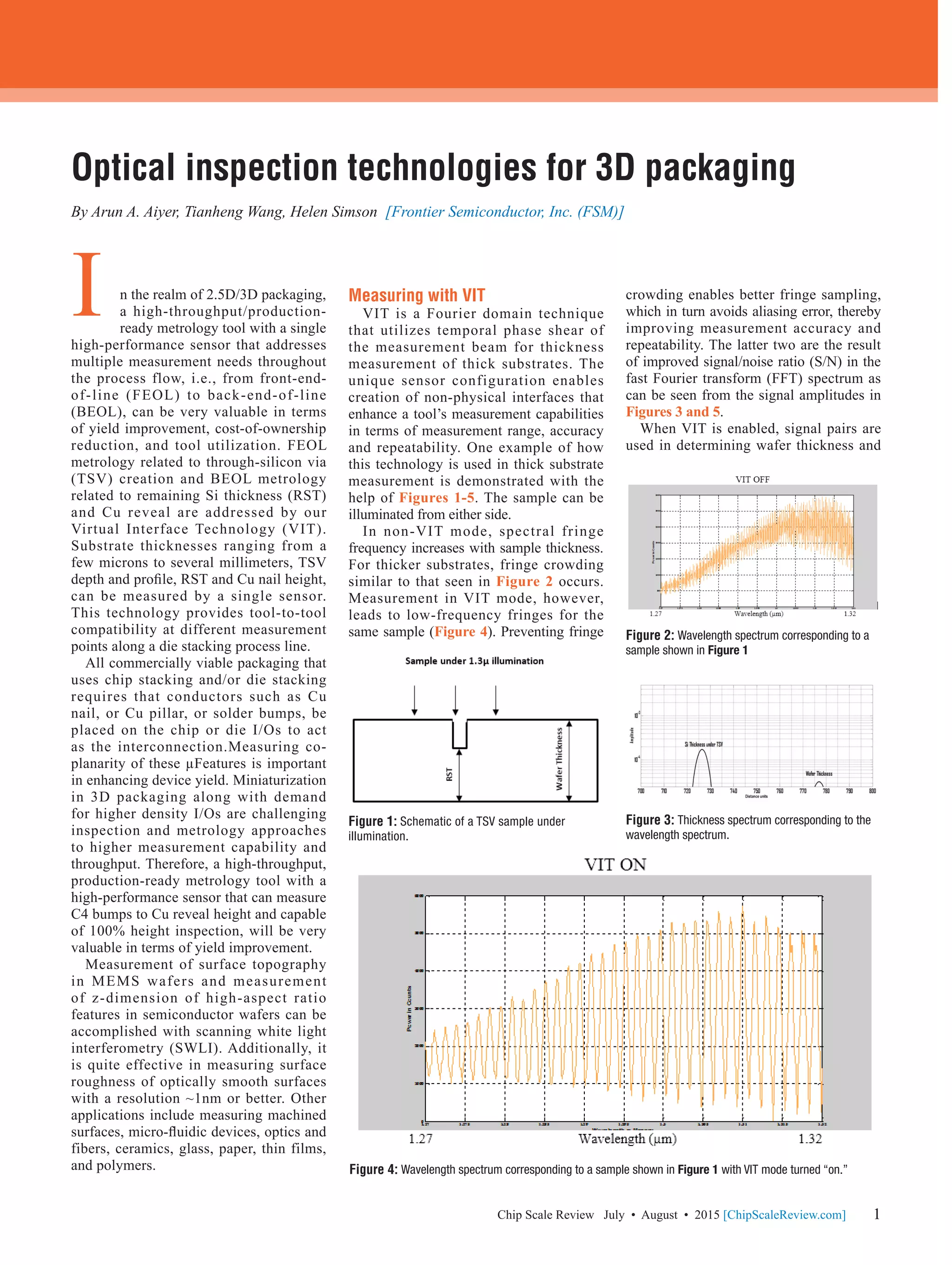 Optical inspection technologies for 3D packaging | PDF